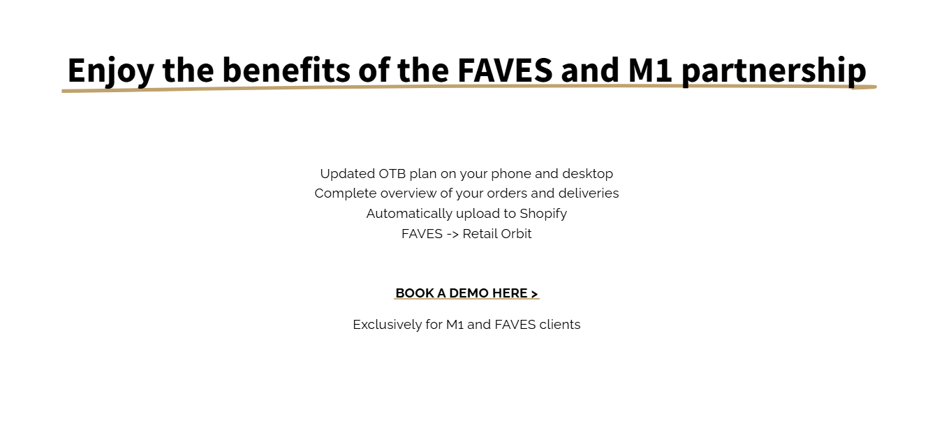 FAVES and M1 Partnership Overview – Retail Orbit